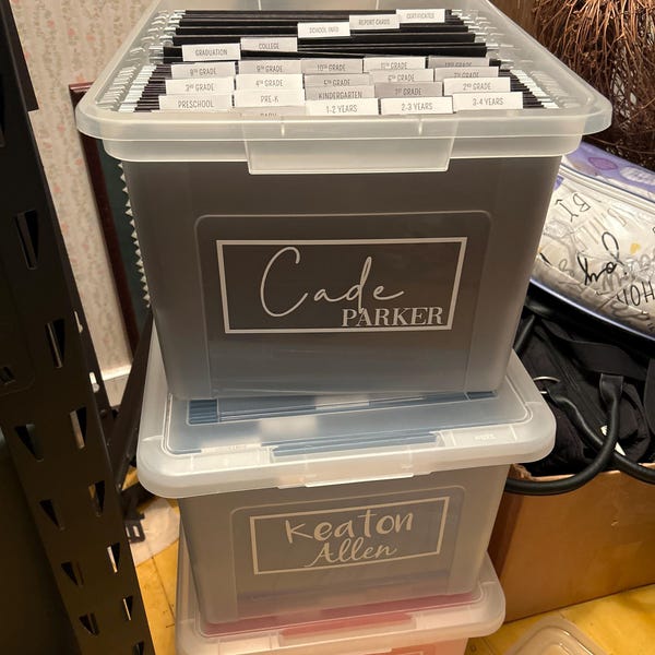FULLY ASSEMBLED- Kids File Box , Milestone Tote , Memory Box ...