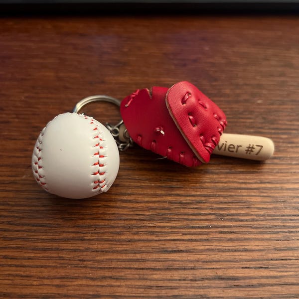Personalized Mini Baseball Keyring Coach Gift Sports Monogrammed PU ...