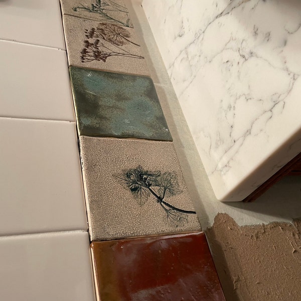 Tile Set "duo", Handmade Ceramic Tiles, Rectangular Tiles, Handmade ...