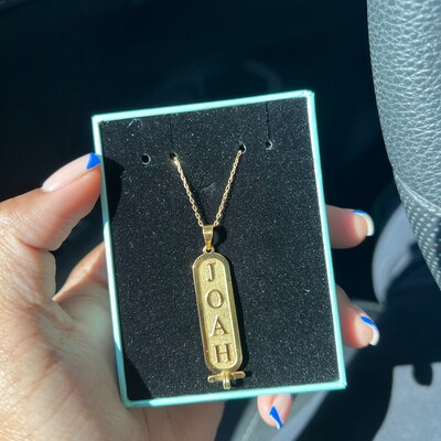 14K Gold Cartouche Name Necklace, Custom Cartouche Name Necklace, Gold ...