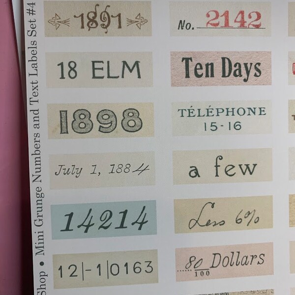 Number Labels Mini Shabby Numbers and Text Label Tags Set 4 Printable ...