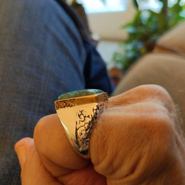 Baltic Amber Ring, Amber Mens Ring, Baltic Amber Men's Ring, Handmade Men's Ring, 925 Sterling ...