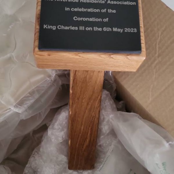 Wooden Memorial Post & Plaque With Engraved Brass Front, for Pets, Tree ...