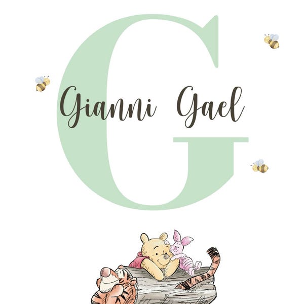 Classic Winnie the Pooh Nursery Art Set of 3 Pooh Name Sign Pooh ...