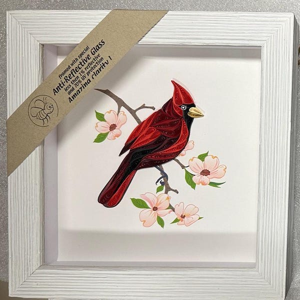 Cardinal Quilling Greeting Card, Handmade Greeting Card, Quilling Cards ...