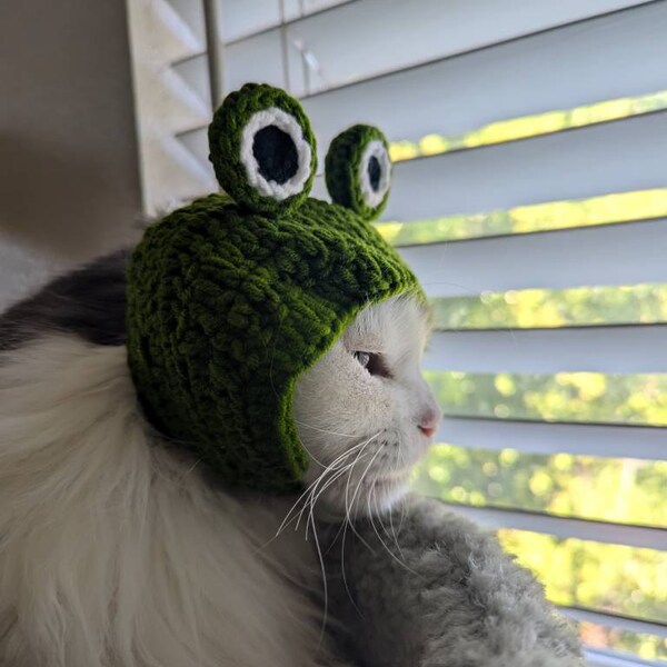 Green Knitted Yarn Frog Hat for Cat or Samll Animal Small and Medium ...