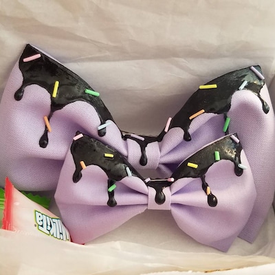 Pastel Goth Black Icing Bow With Rainbow Sprinkles - Etsy