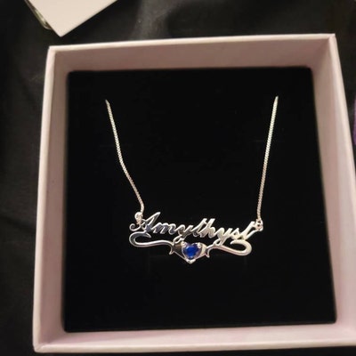 Custom Name Necklace, Birthstone Name Necklace, Personalized Name ...