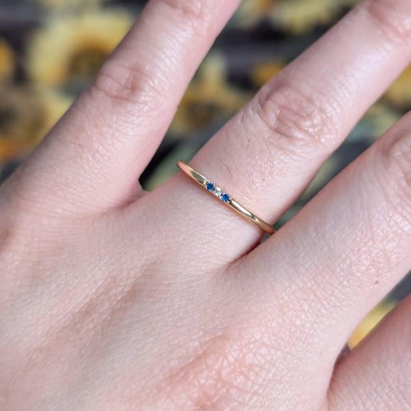 Sapphire Ring Minimalist Ring Gold Rings Rings for Women Gift for Her ...
