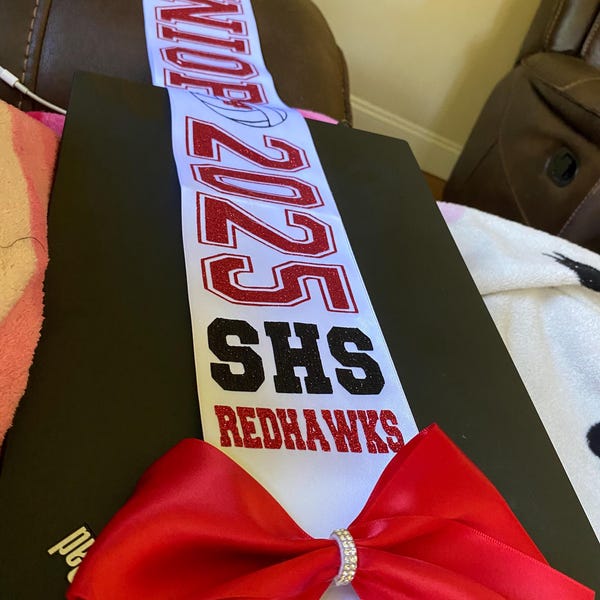 Wide Outline Text Senior Sash Cheer Paw Dance Basketball Soccer Senior ...