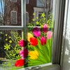 Botanical Springtime Flower Window Cling Decal. Crocuses, Ferns ...