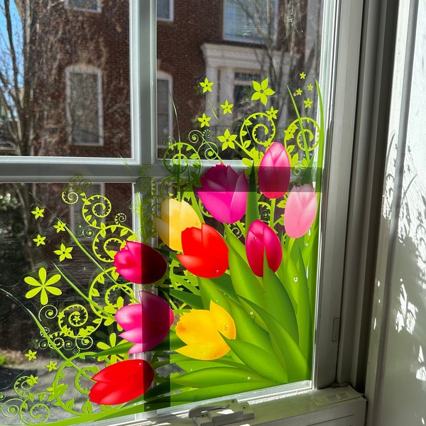 Wild Grass Window Cling Border With Flowers and Insects - Etsy
