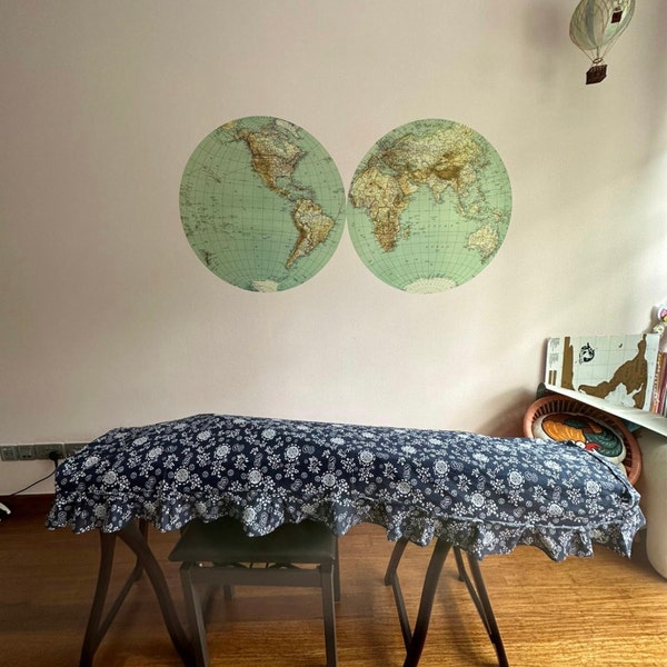 World Map Vintage Decal - Large World Map Retro Vinyl Wall Sticker ...