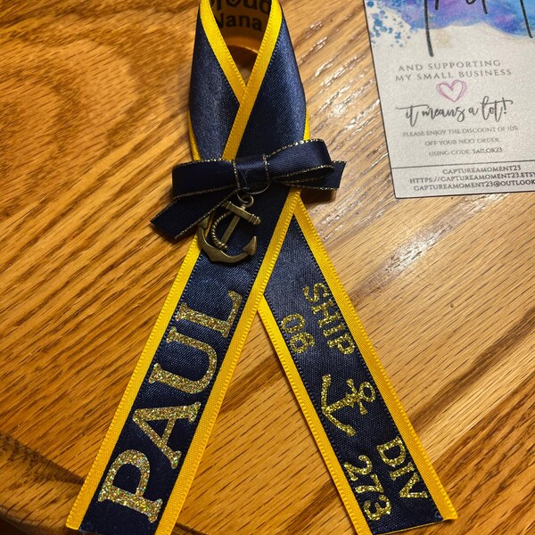Handmade PIR Navy Graduation Ribbon: Personalized Sailor Keepsake - Etsy