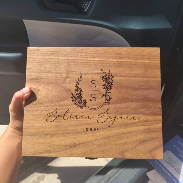 Personalized Walnut Keepsake Box, Wedding Memory Box, Jewelry Photo Box ...