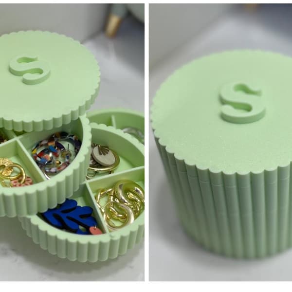 Fluted Jewelry Organizer Box- Pastel Swivel Stacked Ribbed Box Cute ...