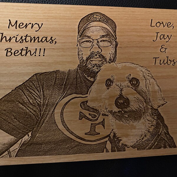 Personalized Real Wood Photo Greeting Card - Customized With Your Photo ...