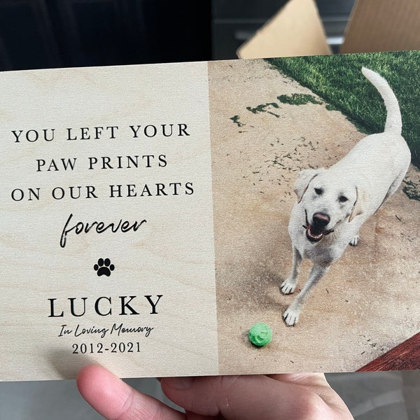 Dog Memorial Grief Gift, in Memory of Dog Quote and Photo on Wood ...