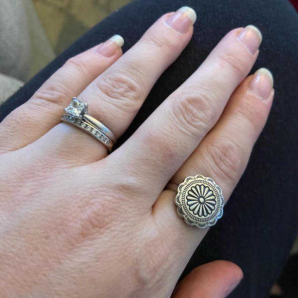 Silver Concho Ring Sterling Silver Southwest Ring Western Ring Concho ...