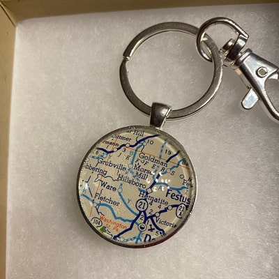 Personalized Long Distance Map Keychain Long Distance - Etsy
