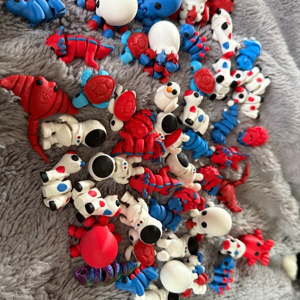 3D Printed Marine Animal Toy Bundle, Colorful Fidget and Sensory Aids ...