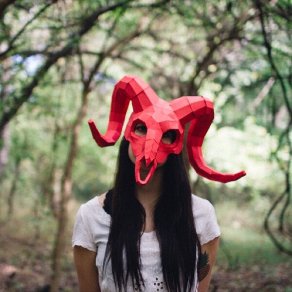Ram Skull Papercraft Mask, Download and Make Your Own Party Mask ...