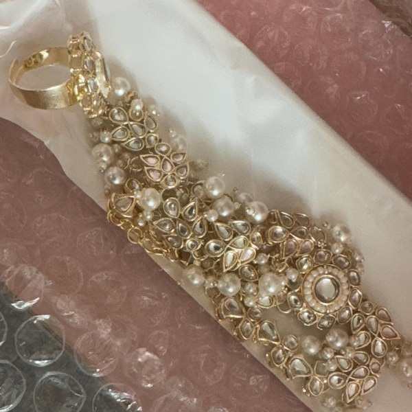 Kundan Single Hath Paan/bracelet/haath Phool/hathh Panja/finger Hand ...