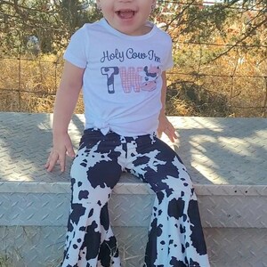 Girls Cow Pants Cow Print Bell Bottoms Cow Birthday Pants - Etsy