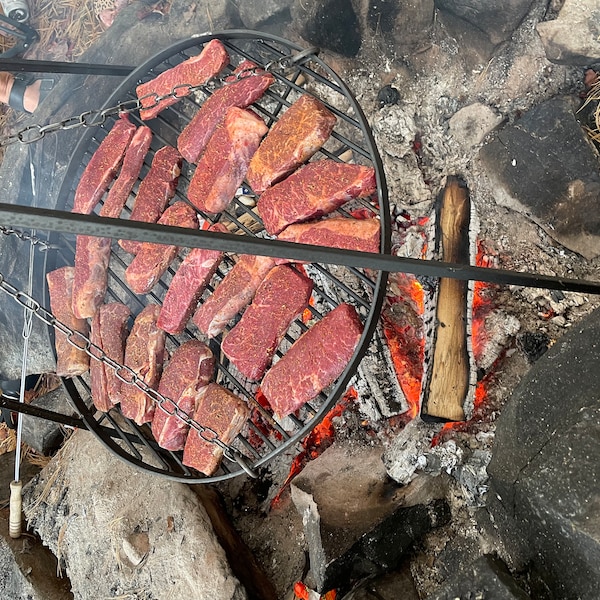 Wilderness Fire Pit With Grill and Pot Hangers - Etsy