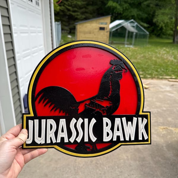 Chicken Coop Sign Jurassic Bawk T-rex Dinosaur Outdoor Wood Chicken ...