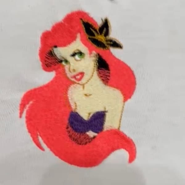 Ariel the Little Mermaid Embroidery Design, Ariel Embroidery Design ...