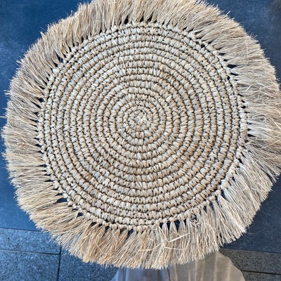 Natural Raffia Placemats, Boho Placemats, Fringe Placemats, Raffia Placemats & Table Charger ...