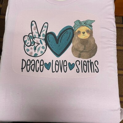 Sloth PNG Peace Love Sloths Cute Baby Sloth With Bandana PNG File for ...