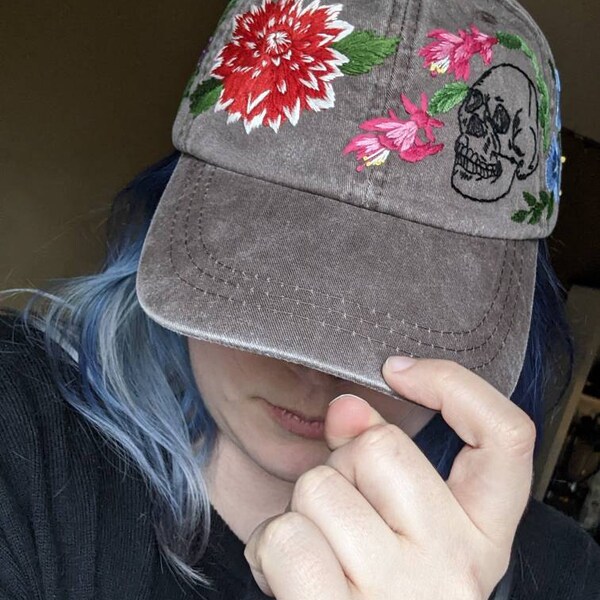 Custom Embroidered Hat, Floral Embroidery Custom Baseball Hat ...