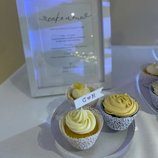 18 Personalised Wedding Cupcake Flags, Engagement, Anniversary, Cupcake ...