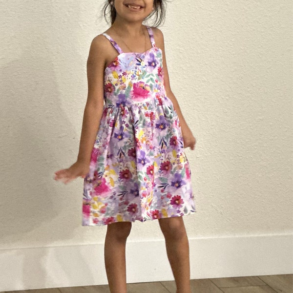 Spring Floral Dress for Girls, Watercolor Flowers, Casual Dress for ...