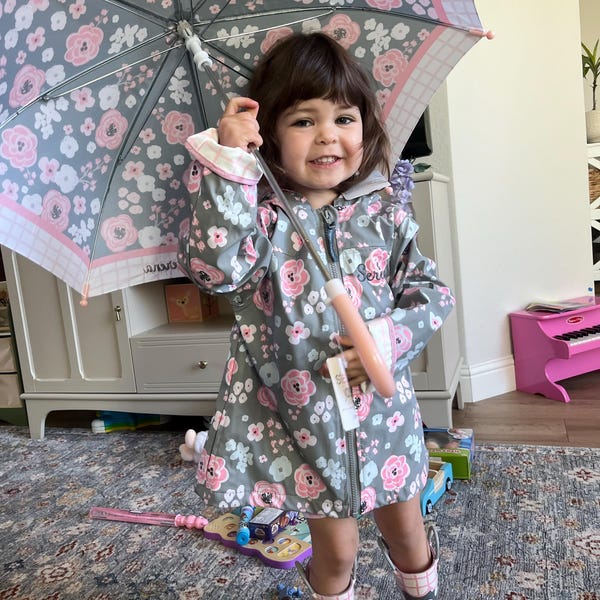 Girls Rainbow Raincoat Set / Kids Rain Jacket / Monogrammed Rain Jacket ...