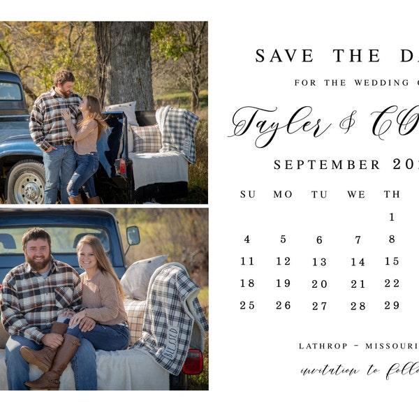 Photo Calendar Save the Date Editable Template With Photo Wedding ...