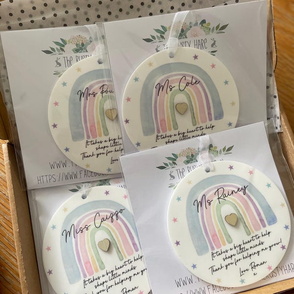 Personalised Thank You Teacher Class Rainbow Card, Thank You Teacher ...