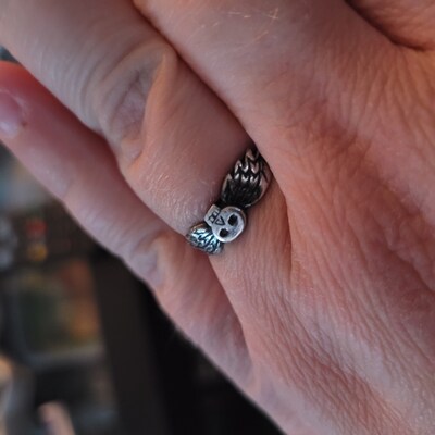 Mini Taphophile Ring in Sterling Silver or Gold Memento Mori Skull - Etsy
