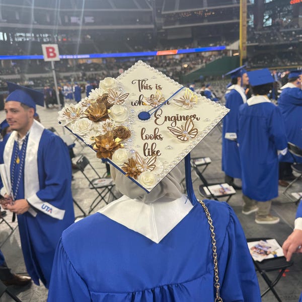 Flower Graduation Cap Topper/ Flower Graduation Cap/ Glitter Graduation ...