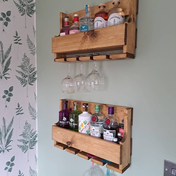 Wall Mounted Home Bar, Drinks Rack, Gin Rack, Cocktail Cabinet, Wine ...