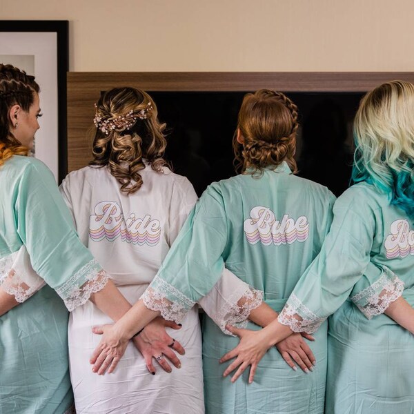 Bridesmaid Robes Lace Bride & Babe Robes Wedding Getting Ready Robes ...