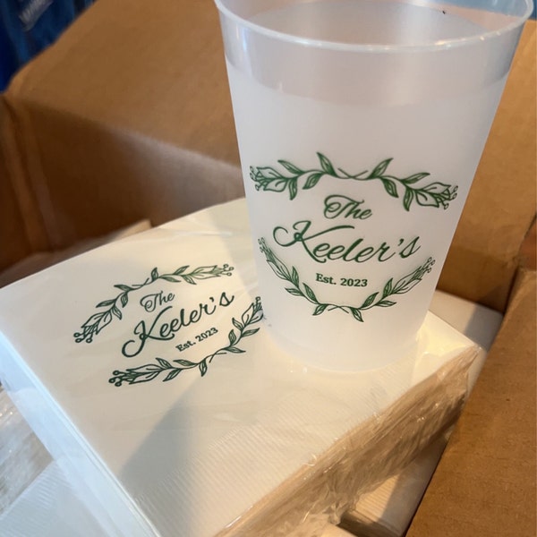 Custom Wedding Cups, Reception Bar Frosted Cups, Personalized ...