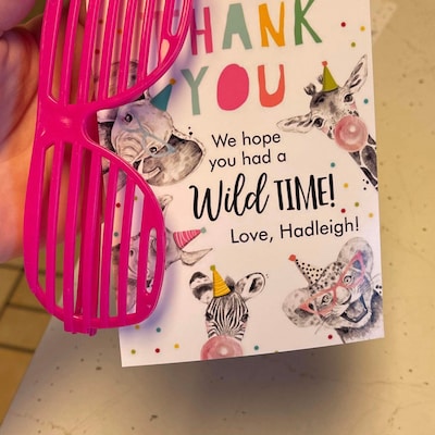 Editable Party Animals Favor Tags Wild One Animals Thank You Tags ...