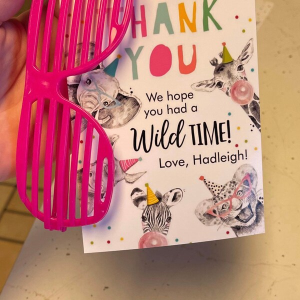 Editable Party Animals Favor Tags Wild One Animals Thank You Tags ...