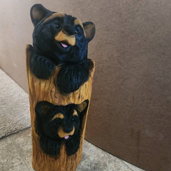 Bear Gift Wood Carved Chainsaw Art Wood Crafted Bear Home Decor Cute ...