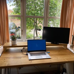 Rustic Computer Desk and Monitor Shelf with INDUSTRIAL LEGS | Etsy