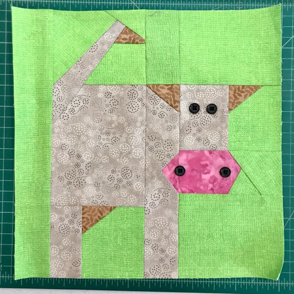 COW BLOCK Paper Pieced Pattern in PDF - Etsy
