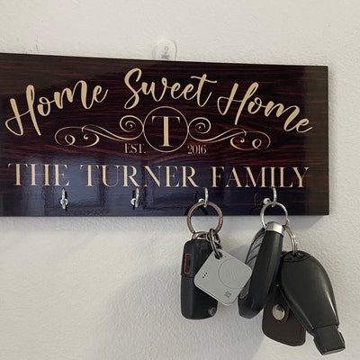 Personalized Key Holder for Wall Custom Key Hanger With Family Name 6 ...